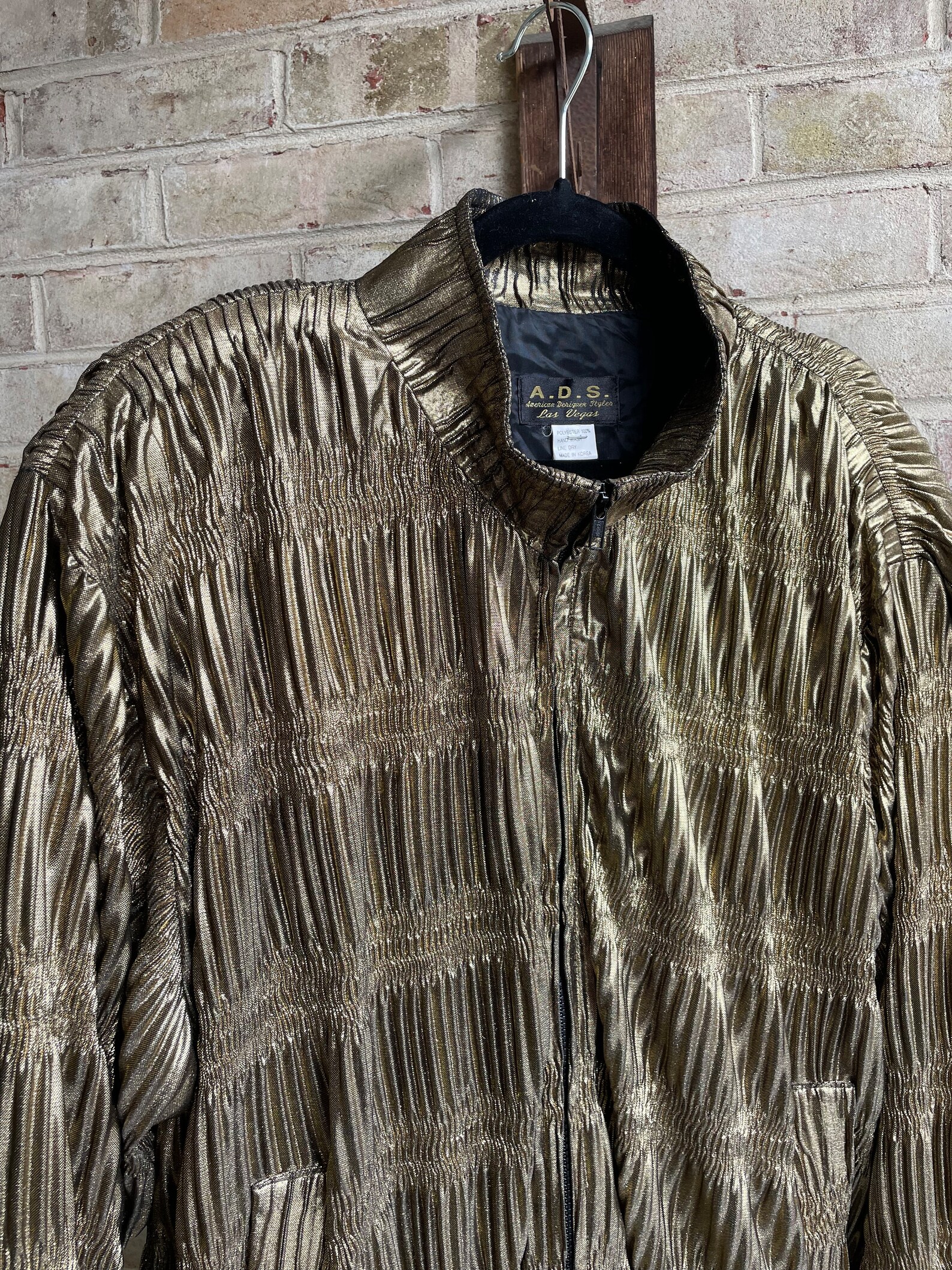 Plus Size Vintage Jacket Gold Bomber 1980 80s Gold Lamè Xxl 18 20 22 2x ...