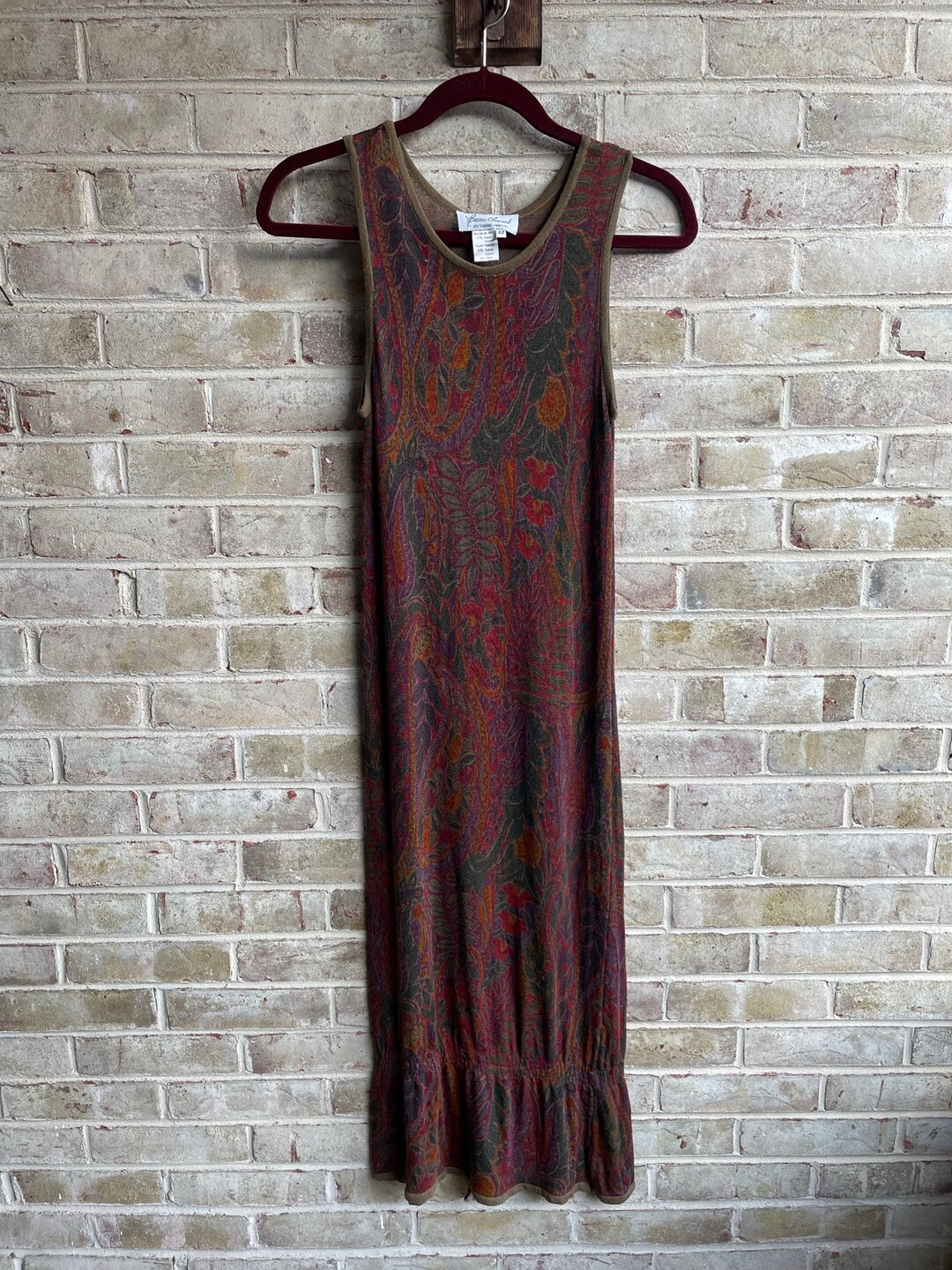 Vintage Dress 1990 90s Boho Bohemian Sweater Dress Paisley Made in ...