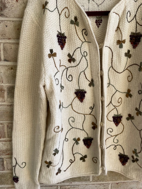 Vintage sweater super soft 1990 90s grapes cardigan c… - Gem