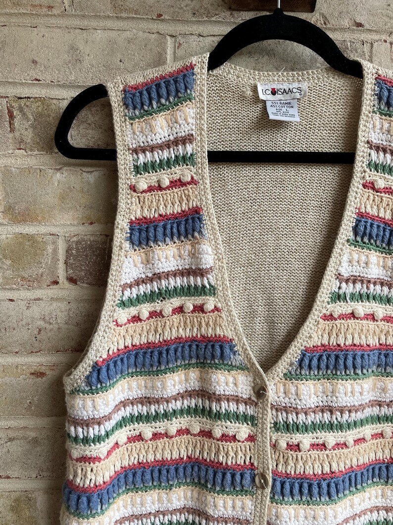 Vintage Vest 1990 90s Sweater Vest Preppy Ramie Cotton Xl Large 14 16 ...