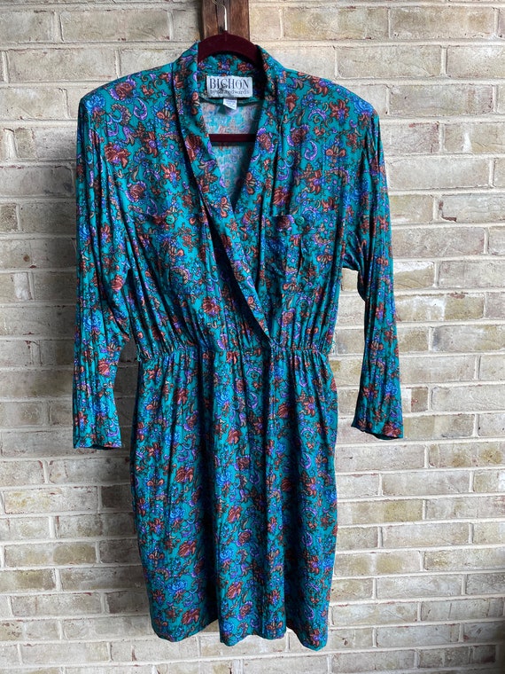 Vintage dress 1990 90s boho bohemian paisley fall fas… - Gem