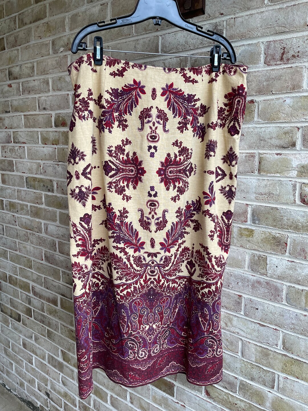 Plus Size Skirt Boho Bohemian Paisley 1990 90s Maggie Mcnaughton Linen ...