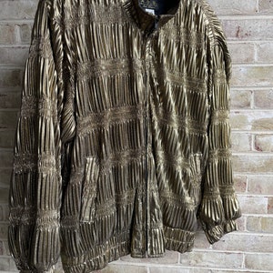 Plus Size Vintage Jacket Gold Bomber 1980 80s Gold Lamè Xxl 18 20 22 2x ...