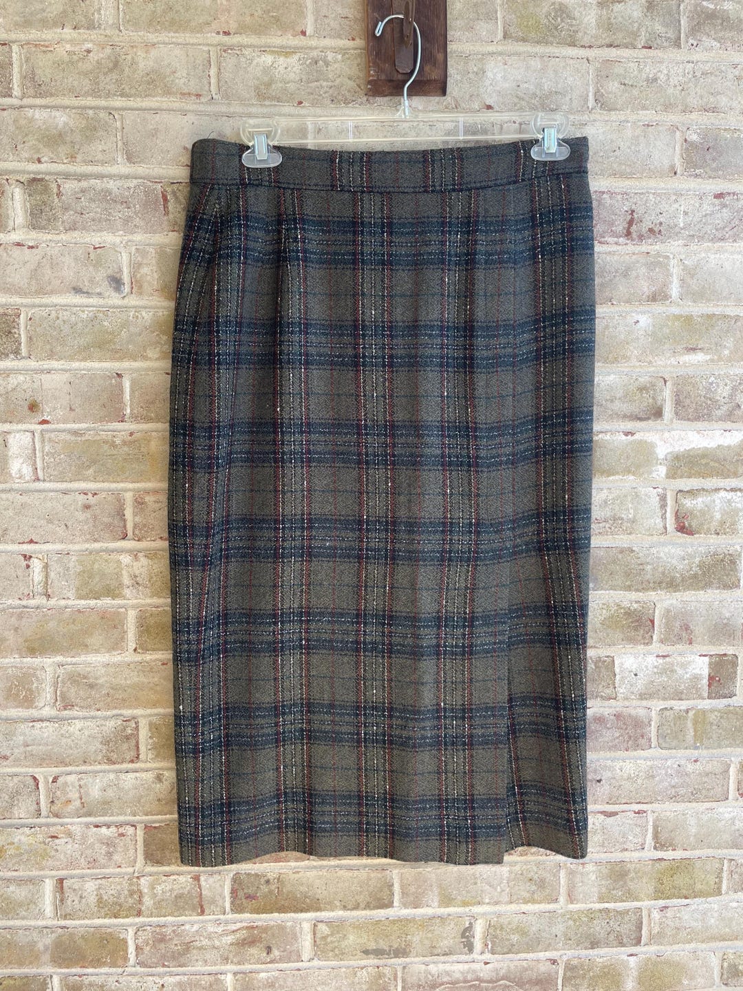 Vintage Skirt 1990 90s Wool Preppy Plaid Fall Winter Size 46 12 14 ...