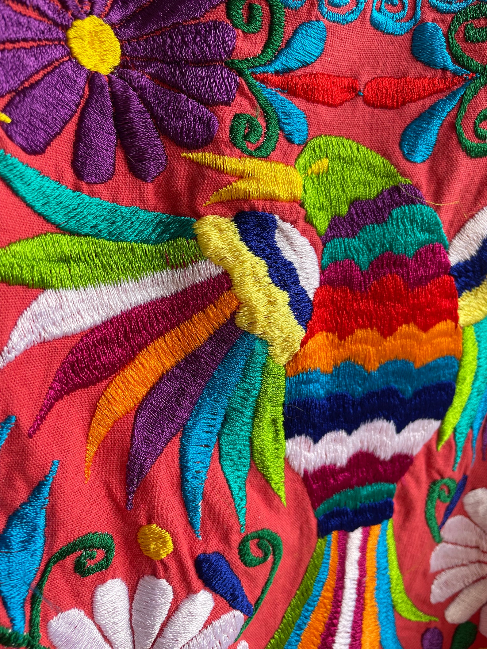 Vintage Blouse 1990 90s Mexican Embroidered Rainbow Bird Butterfly ...