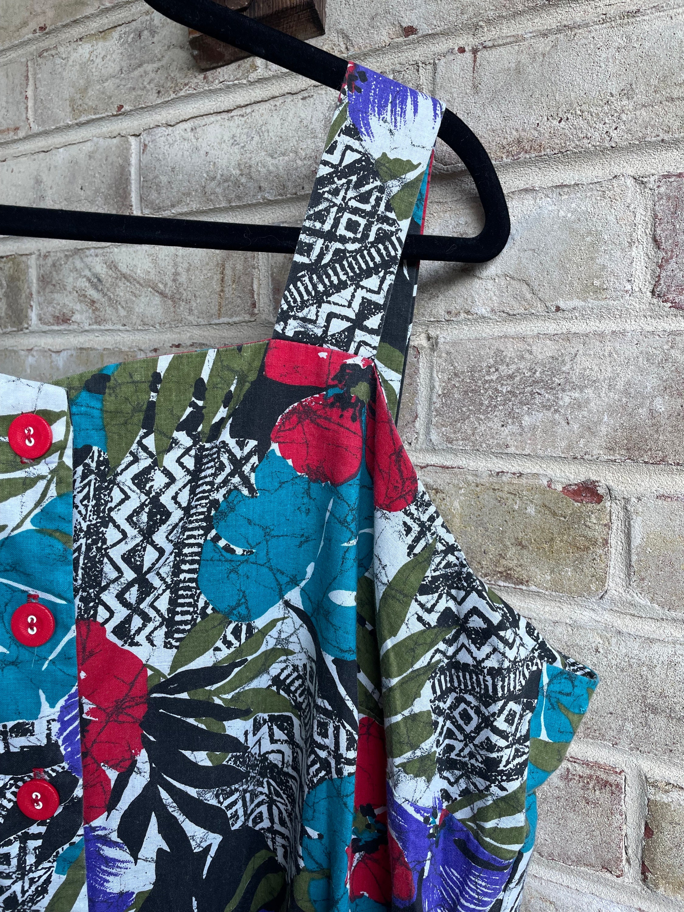 Plus Size Vintage Dress 1980 80s Sundress Chez by Tandy Tropical Tiki ...