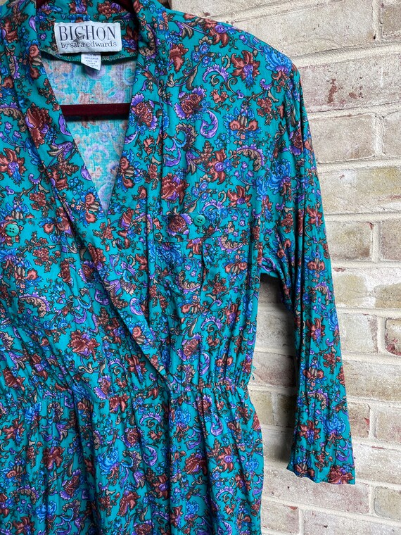 Vintage dress 1990 90s boho bohemian paisley fall fas… - Gem