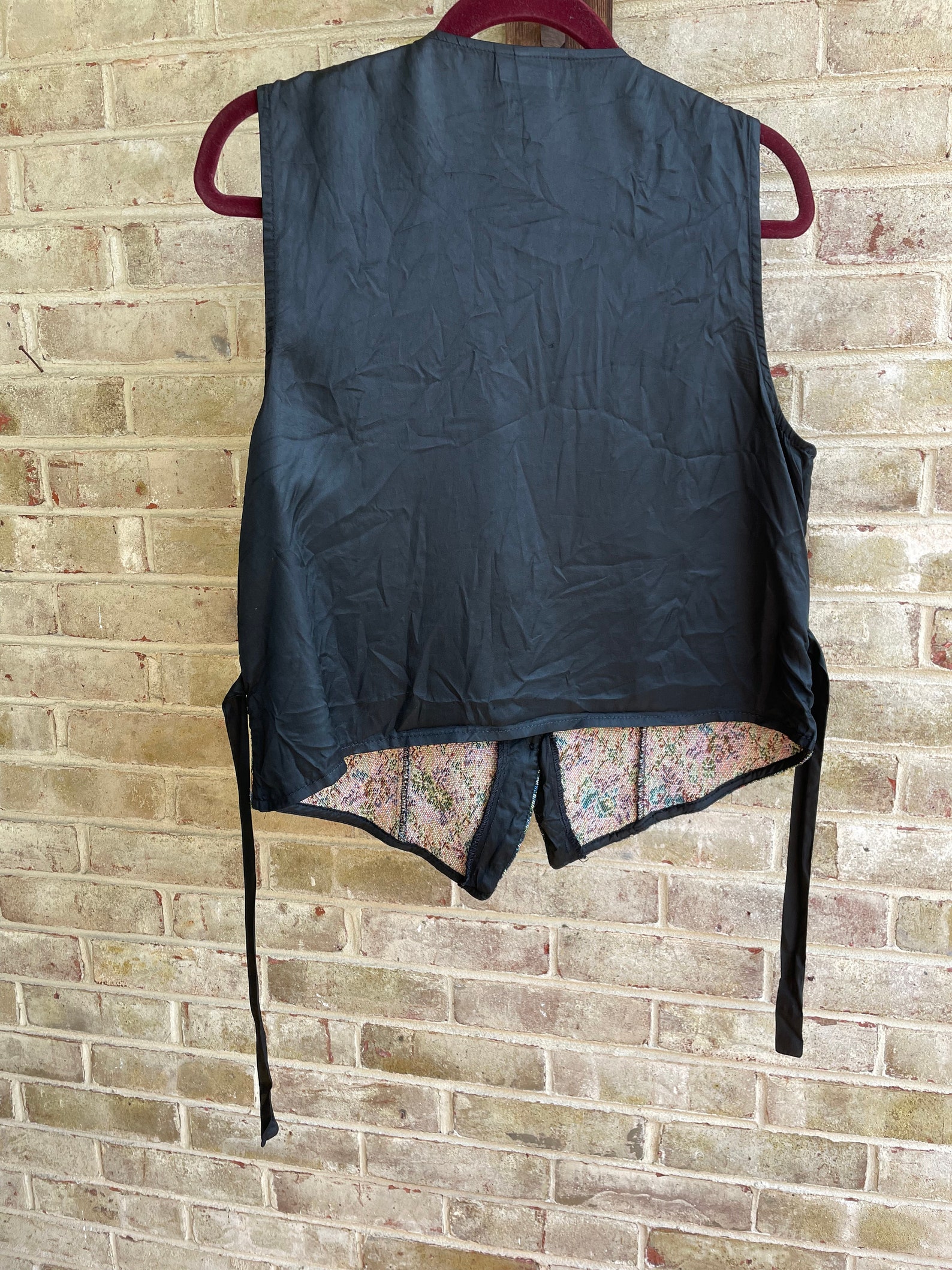 Vintage Vest 1990 90s Rainbow Tapestry Black Boho Bohemian Size Large ...