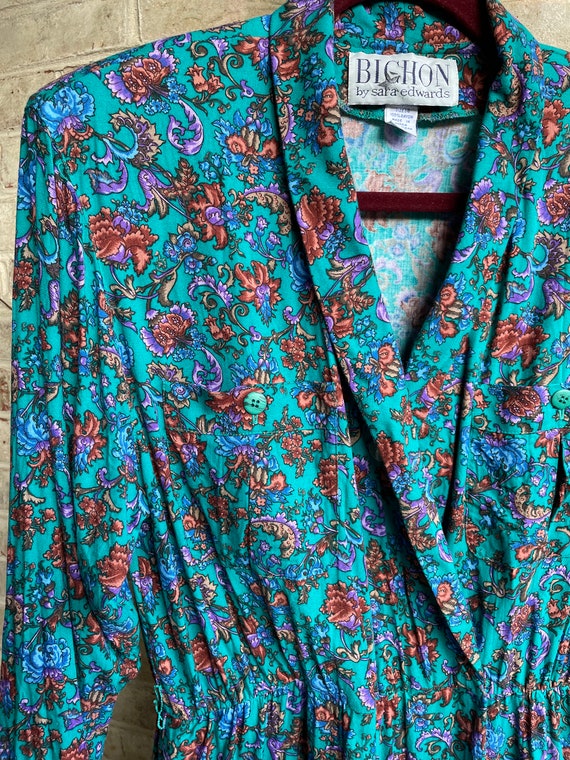 Vintage dress 1990 90s boho bohemian paisley fall fas… - Gem