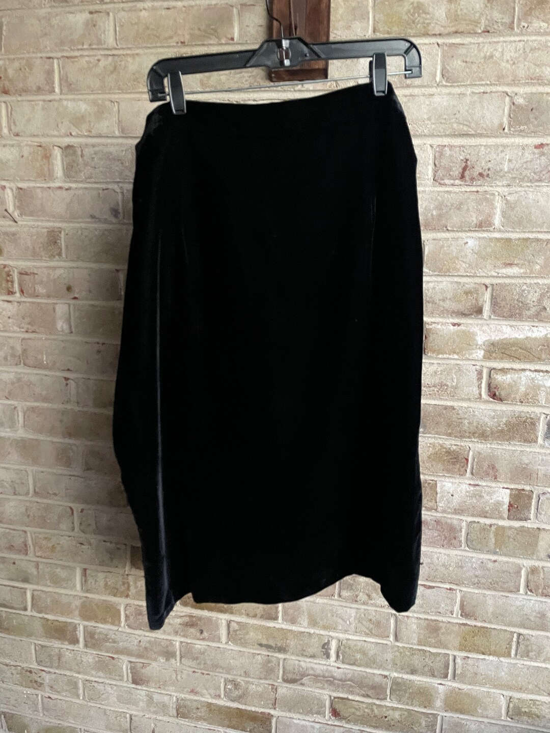 Plus Size Vintage Skirt Black Velvet 1990 90s Midi Pencil Skirt Maggie ...