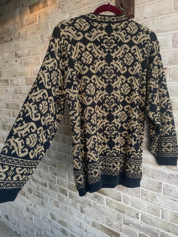Vintage sweater 1980 80s black gold sparkle Alfred Du… - Gem