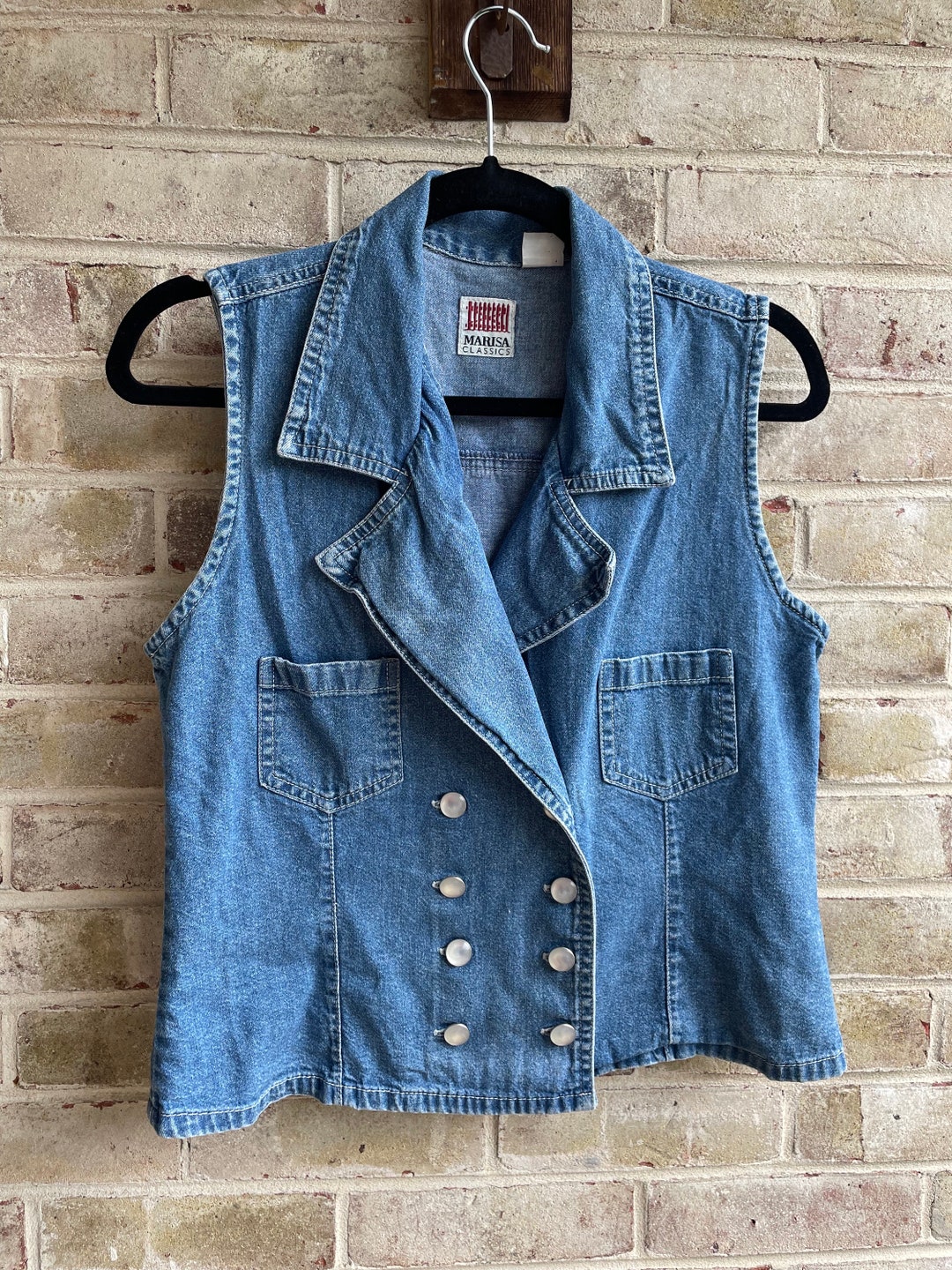 Vintage Vest 1990 90s Denim Jean Vest Hong Kong Boho Preppy Medium 10 ...