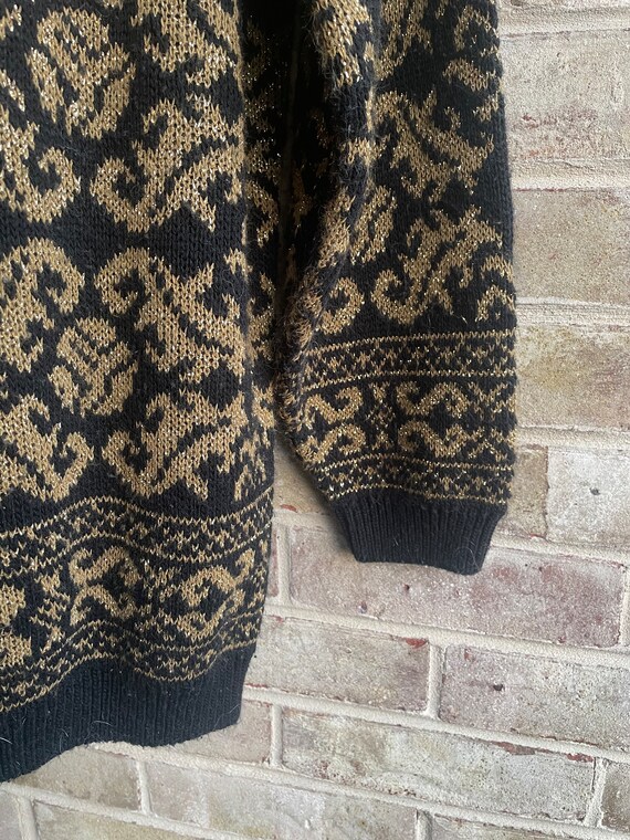Vintage sweater 1980 80s black gold sparkle Alfred Du… - Gem