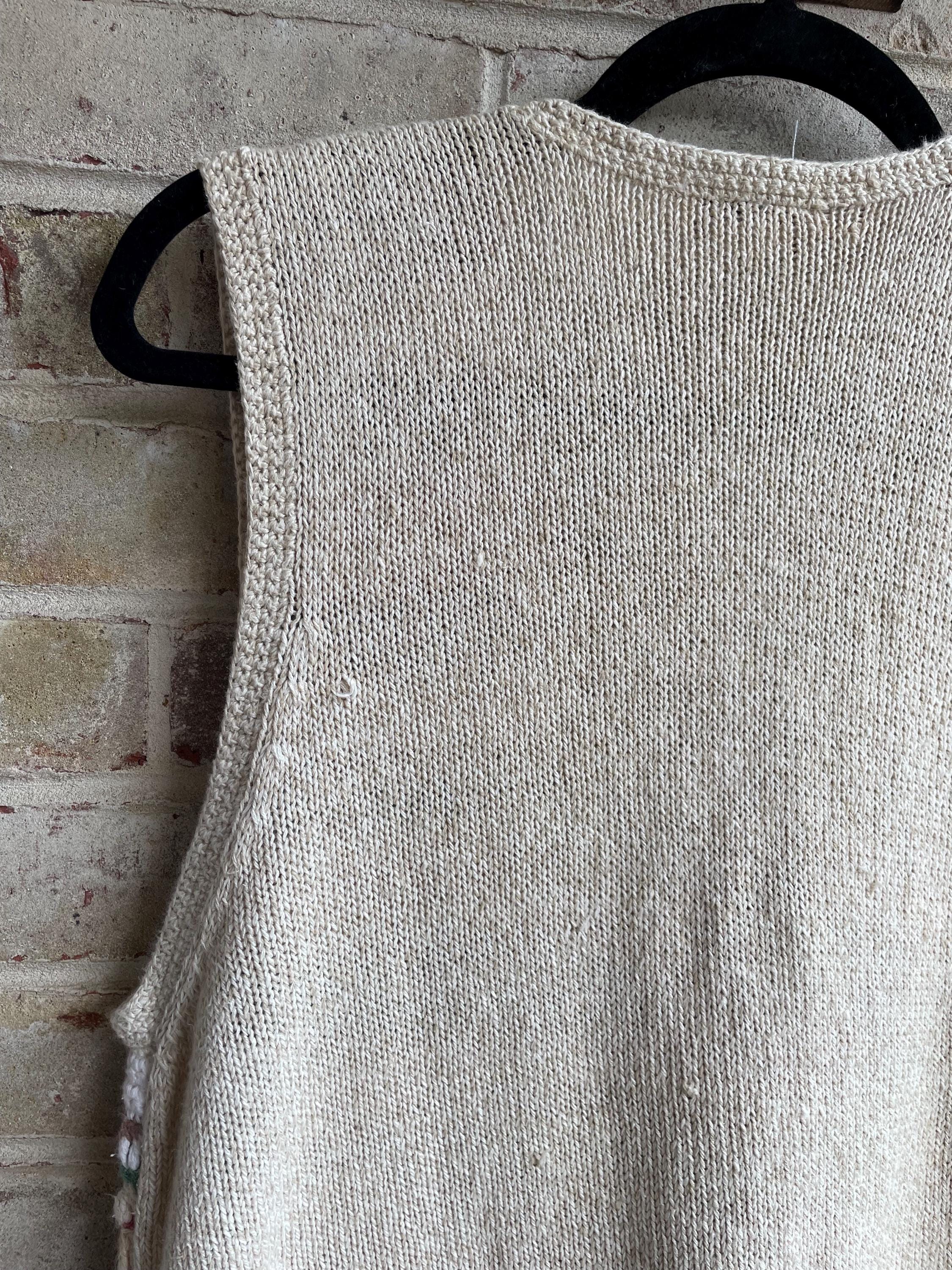 Vintage Vest 1990 90s Sweater Vest Preppy Ramie Cotton Xl Large 14 16 ...