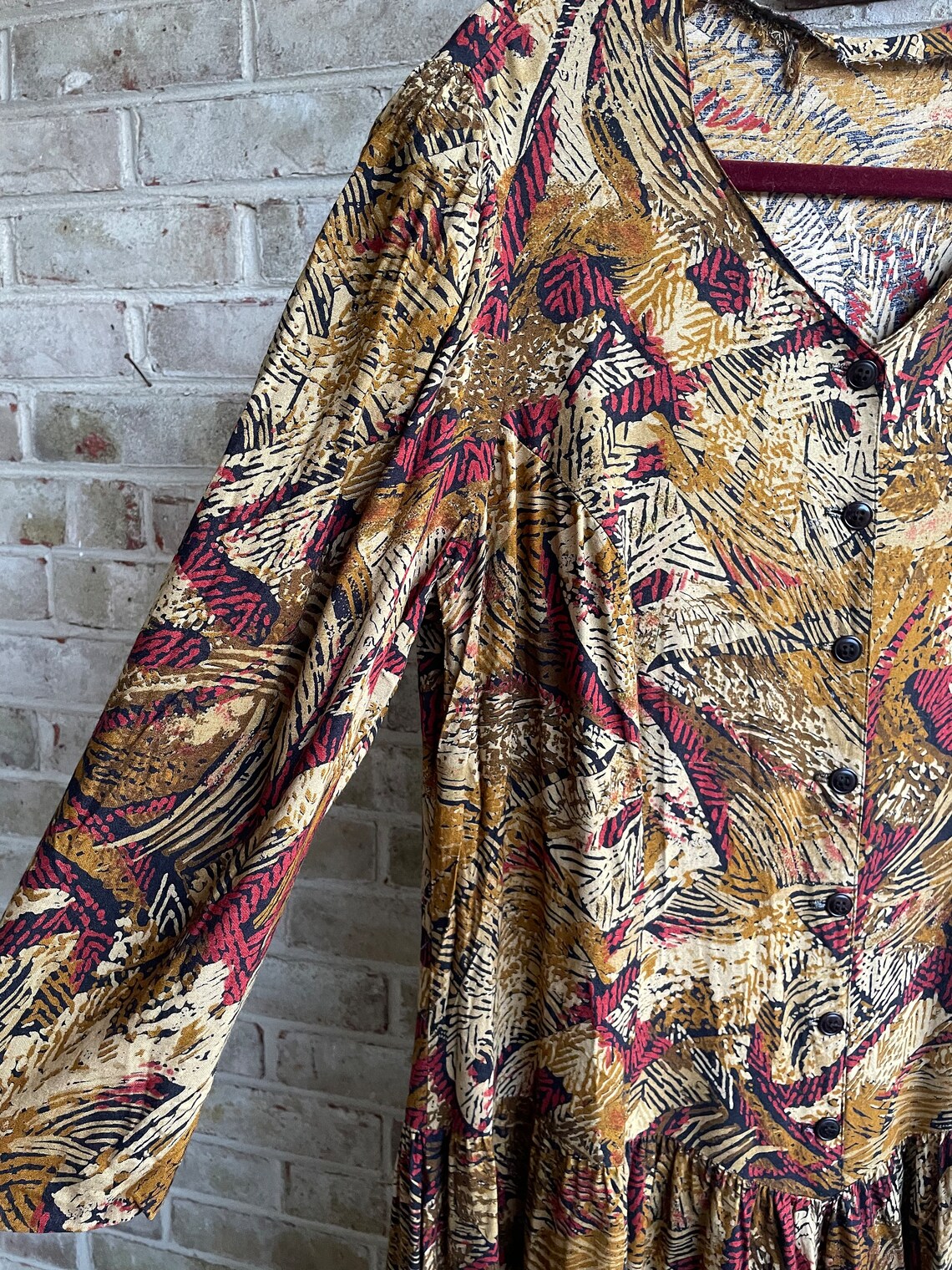 Plus Size Vintage Dress 1990 90s Boho Bohemian Rayon Fall Colors ...
