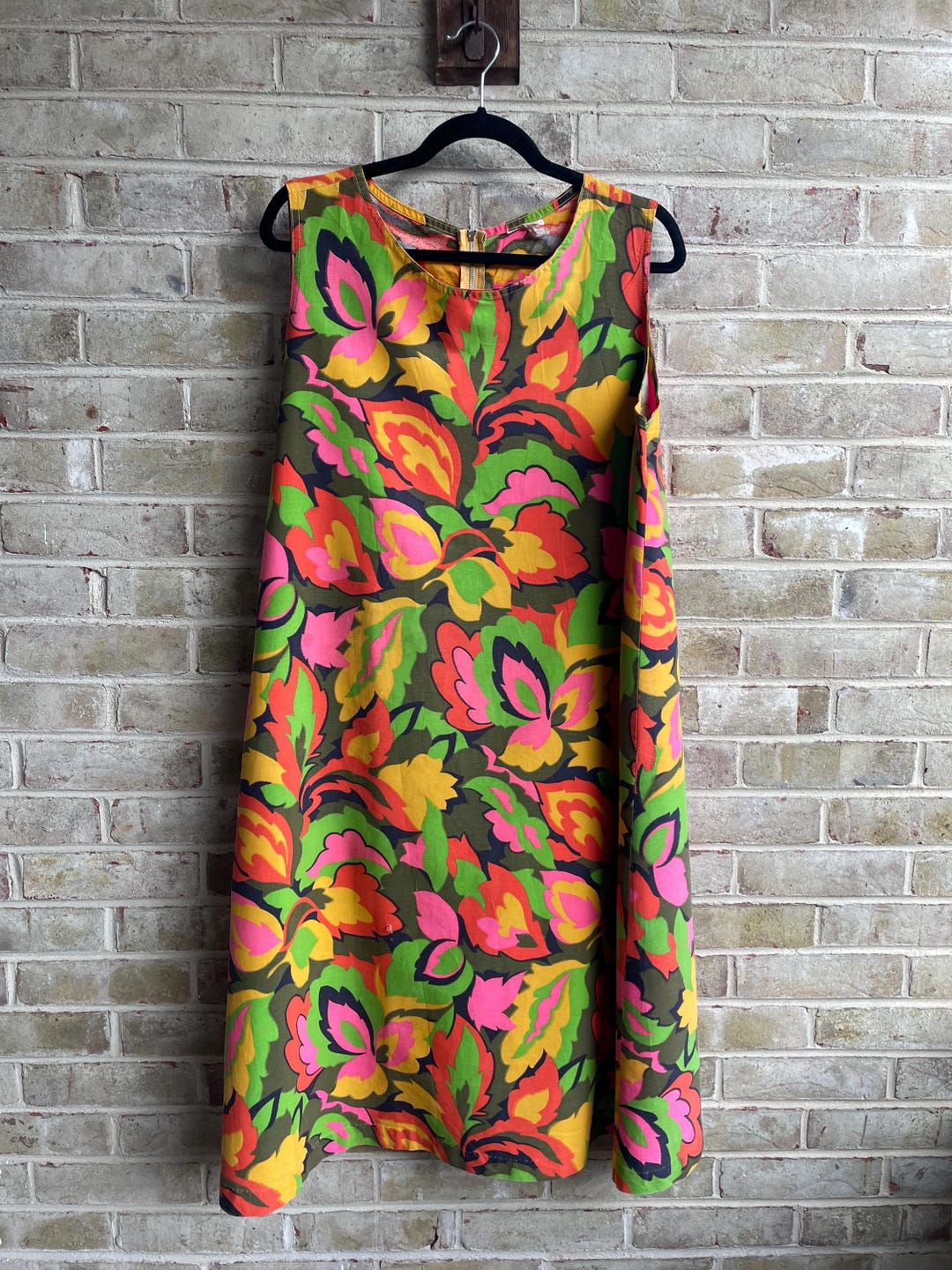 Plus Size Vintage Dress 1960 60s Lane Bryant Cotton Psychedelic Print ...