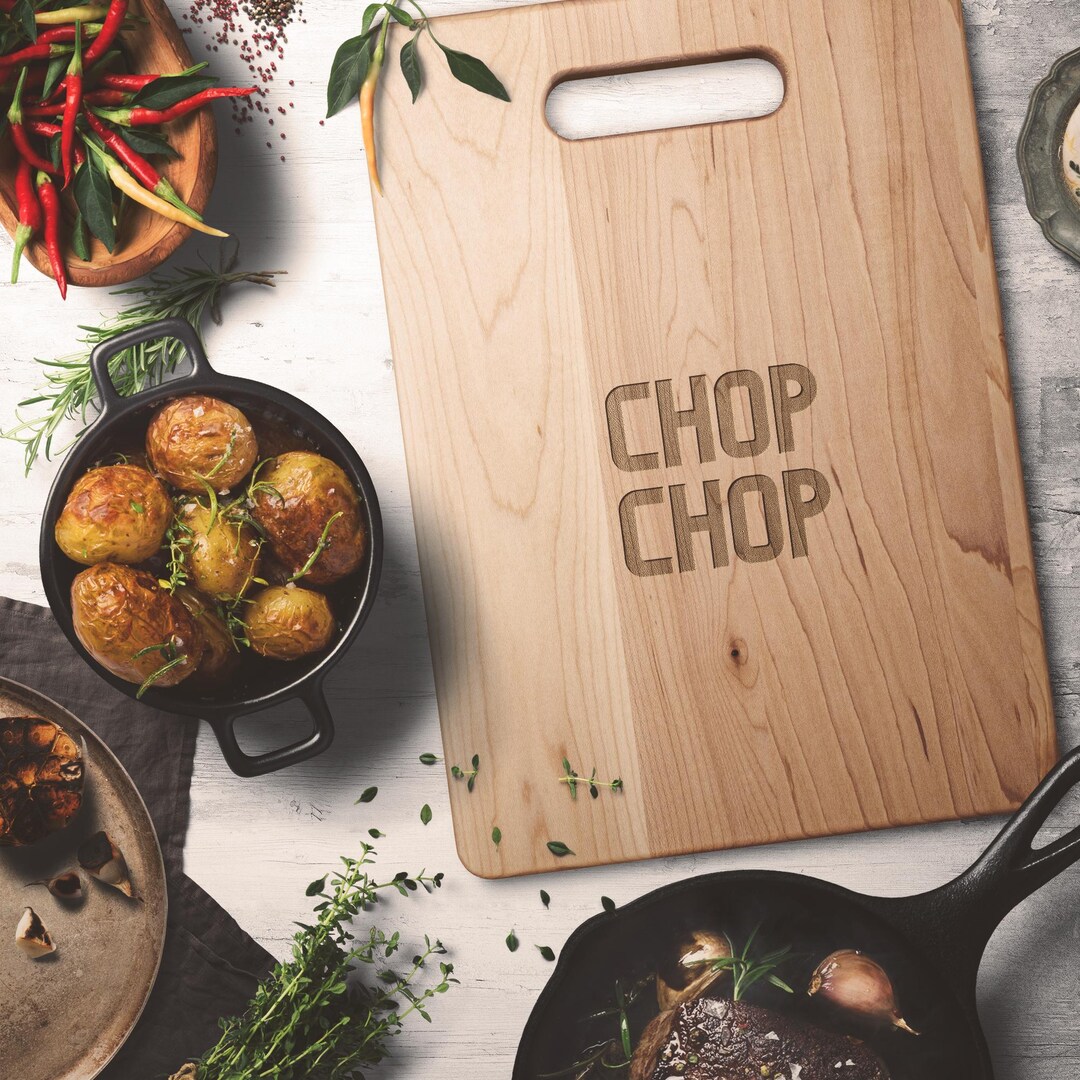 CHOP CHOP Cutting Board Premium Maple Wood Engraved 3 Sizes of Chopping ...