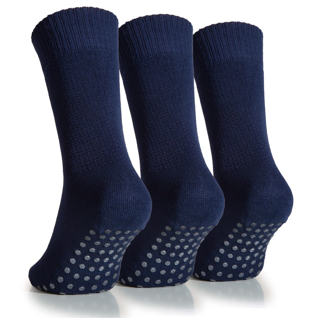 Women's Non Slip Socks Bamboo Crew With Grip Dots - Hospital, Elderly ...