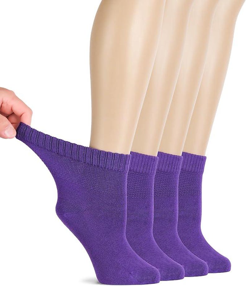 Bamboo Diabetic Ankle Socks for Women, Soft, Loose Fit for Edema ...