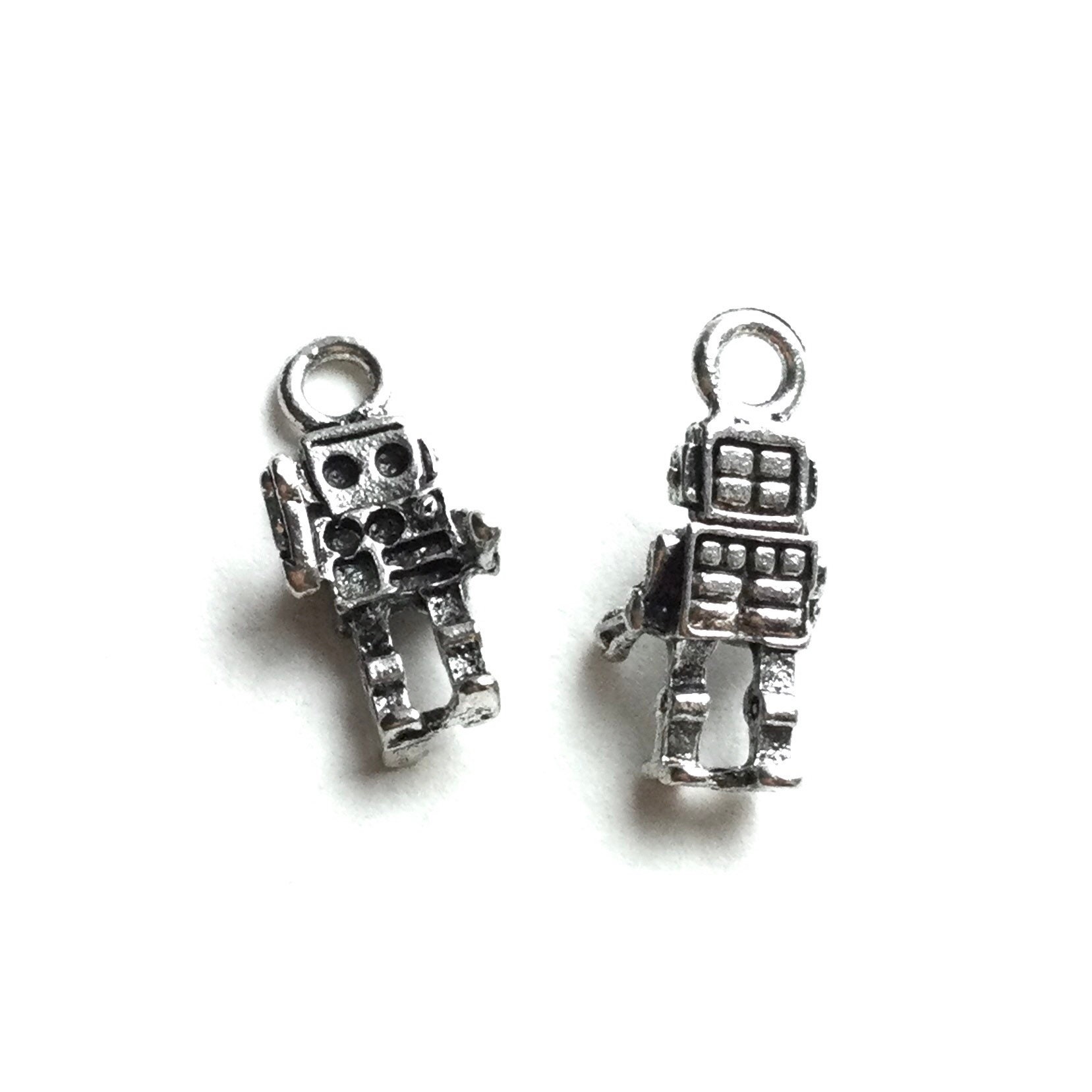 Silver Robot Charm or Pendant for Robot Jewelry Necklace | Etsy