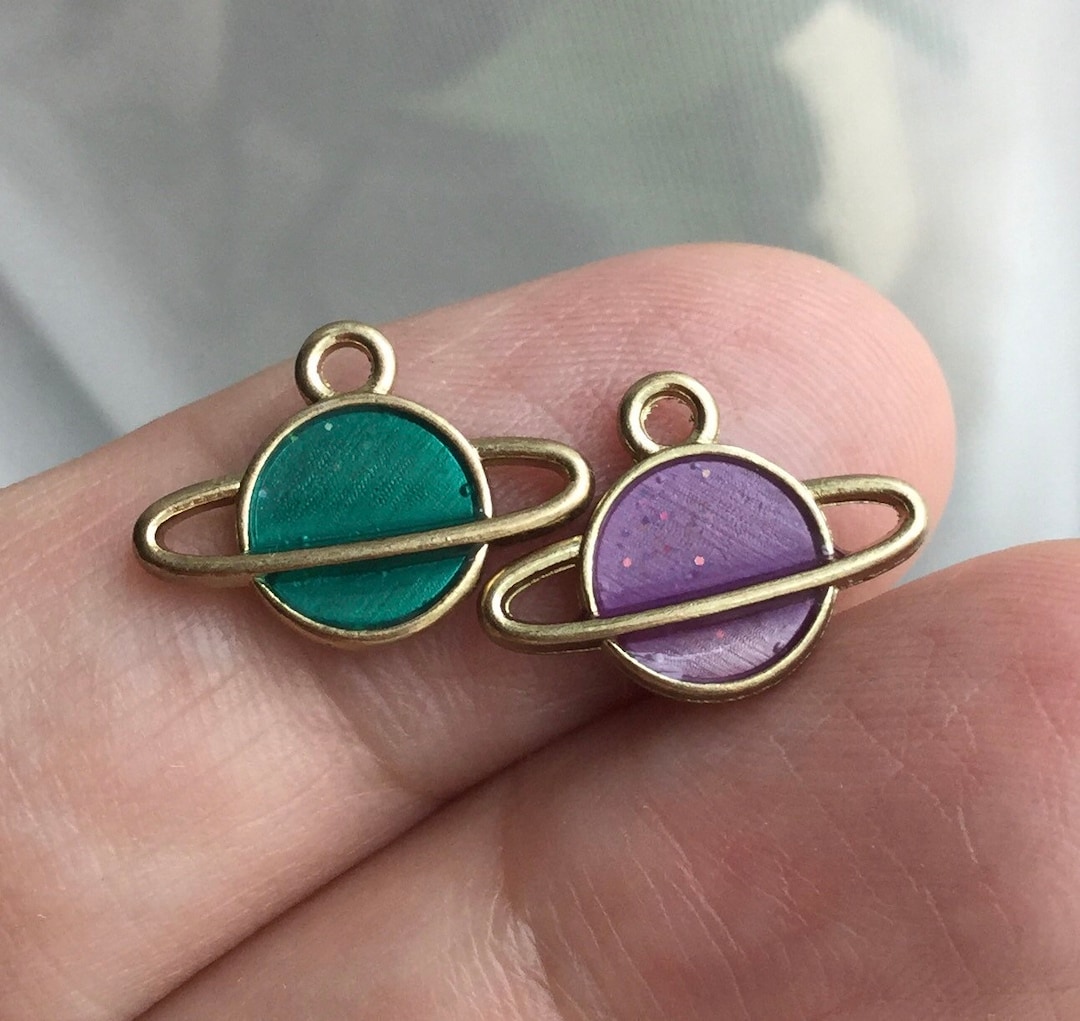 Cute, Small, Enamel Solar System Planet Charms With Sparkles for Planet ...