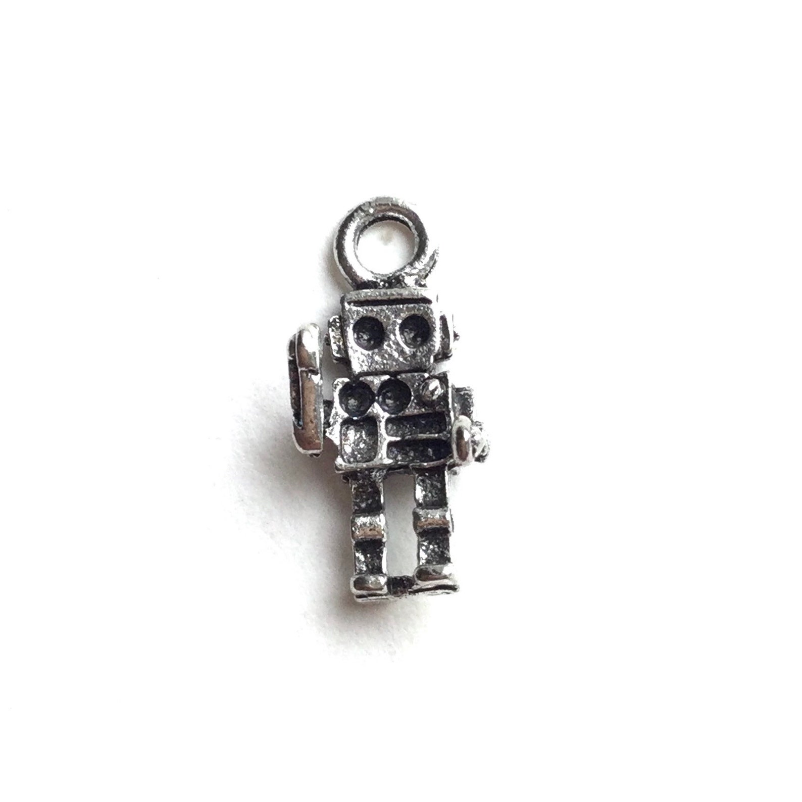 Silver Robot Charm or Pendant for Robot Jewelry Necklace | Etsy