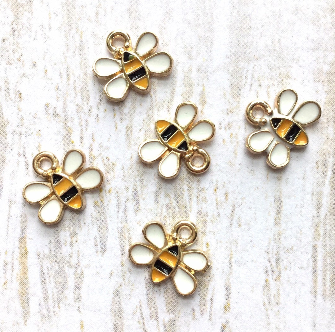 Tiny, Cute, Enamel Bumblebee Charm for Bee Pendant, Necklace, Earrings ...
