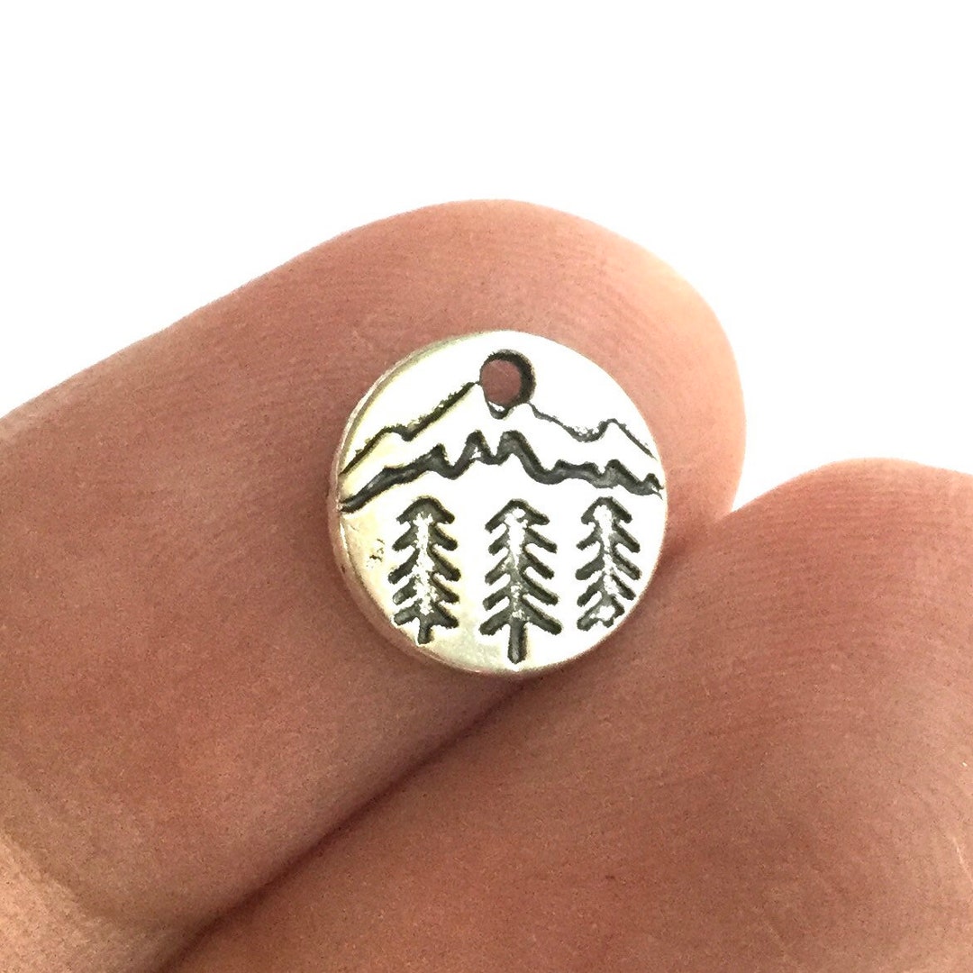1/2/5 Silver Mountain and Forest Charms, Mountain Jewellery, Small ...