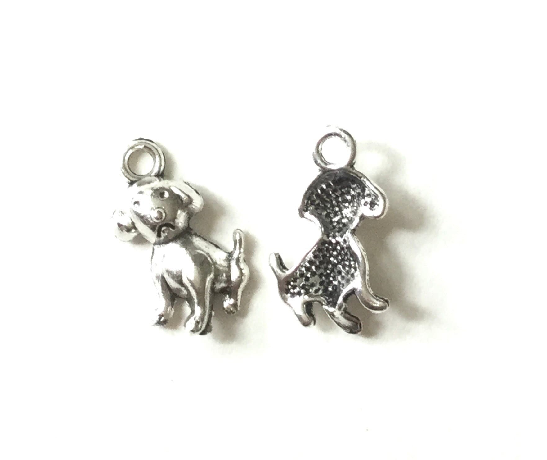 Silver Dog or Puppy Charms for Dog Jewelry Earrings | Etsy