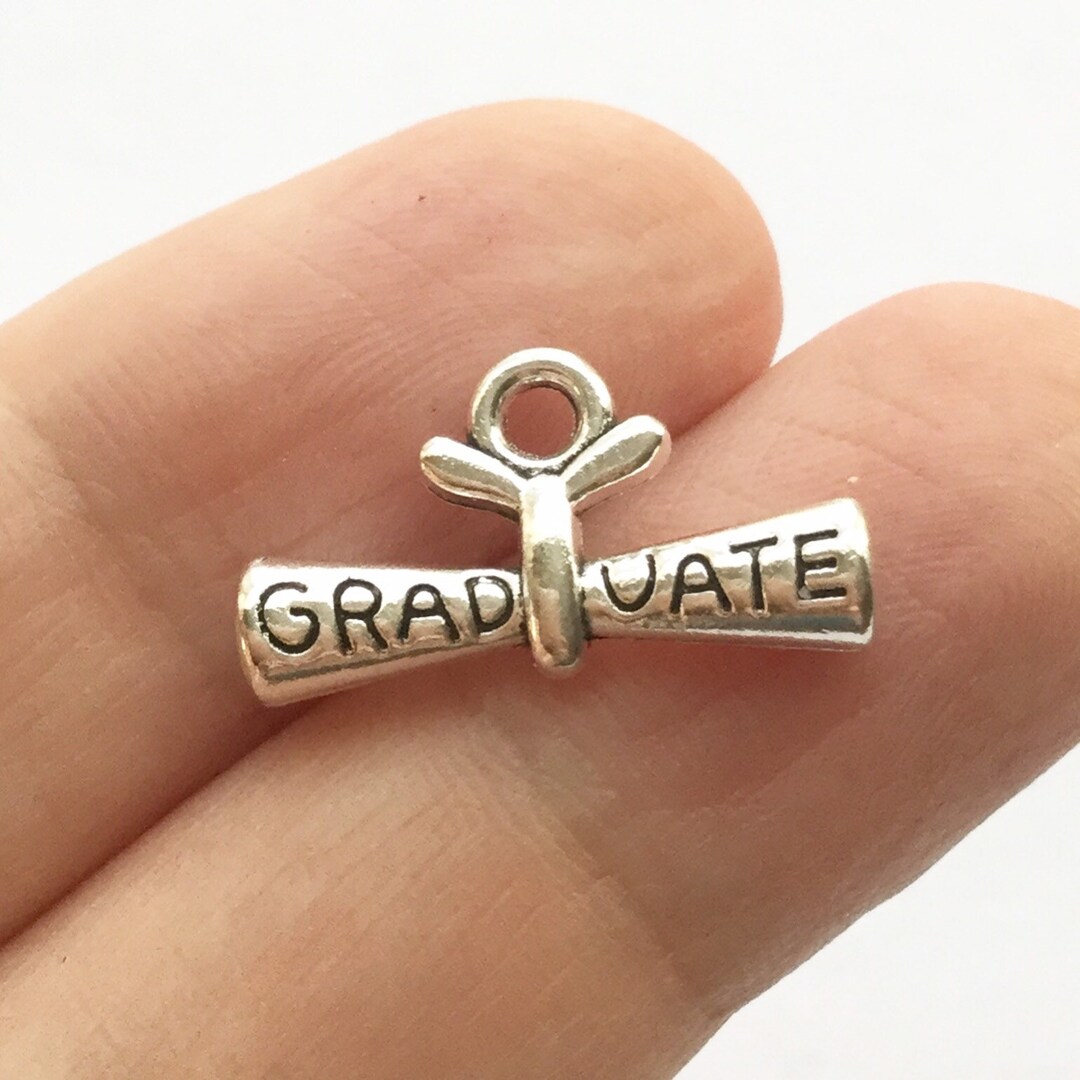 1 Silver Graduation Diploma Charm, Gift for Graduate, High School ...