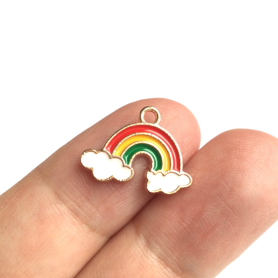 Cute Colourful Rainbow Charm With Clouds; Red, Yellow, Green Rainbow ...