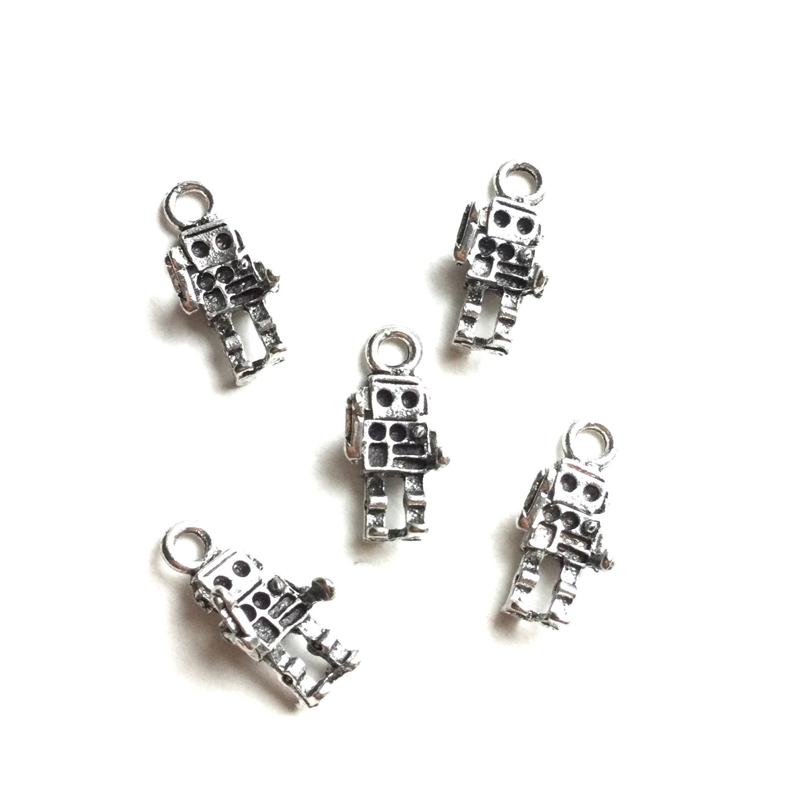 Silver Robot Charm or Pendant for Robot Jewelry Necklace | Etsy