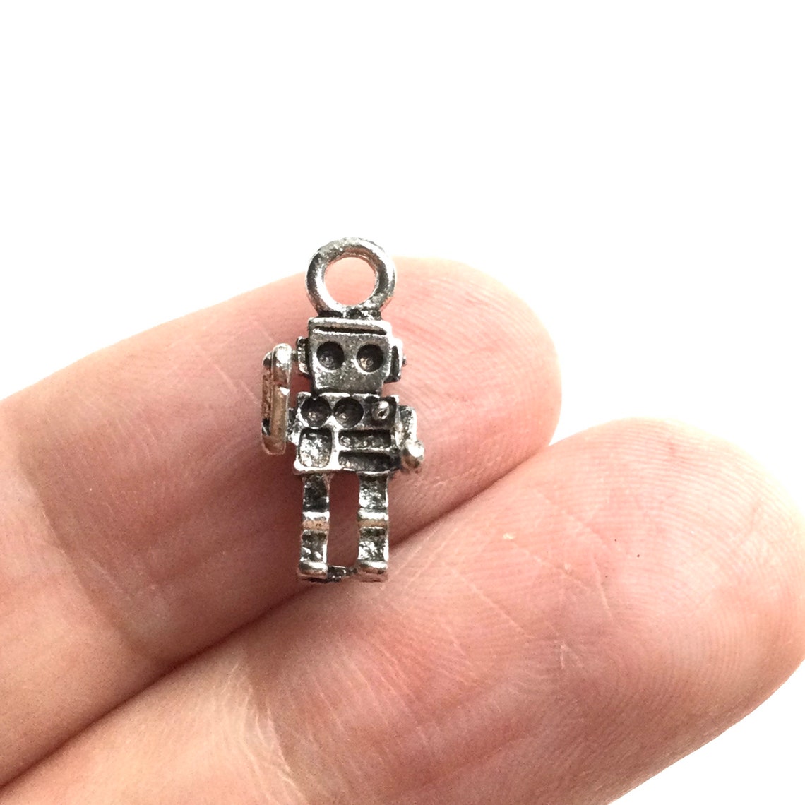 Silver Robot Charm or Pendant for Robot Jewelry, Necklace, Earrings ...