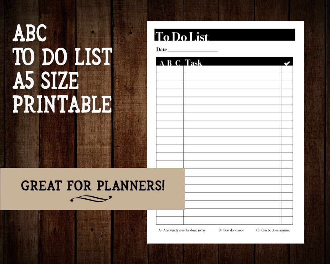 ABC to Do List Printable, A5 ABC to Do List, ABC to Do List - Etsy