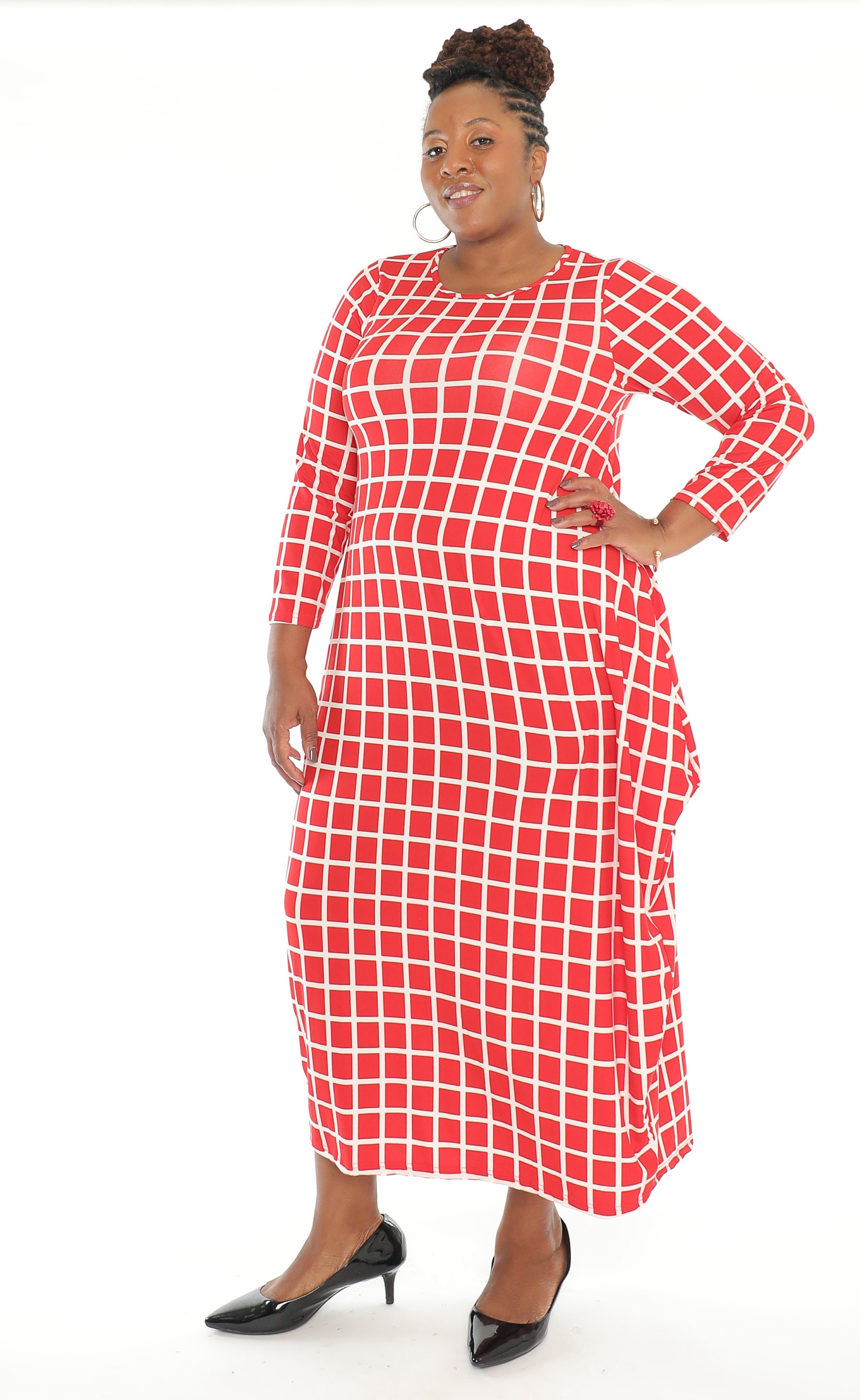 Women's Relaxed Fit Maxi Checkered Dress With Pockets | Etsy