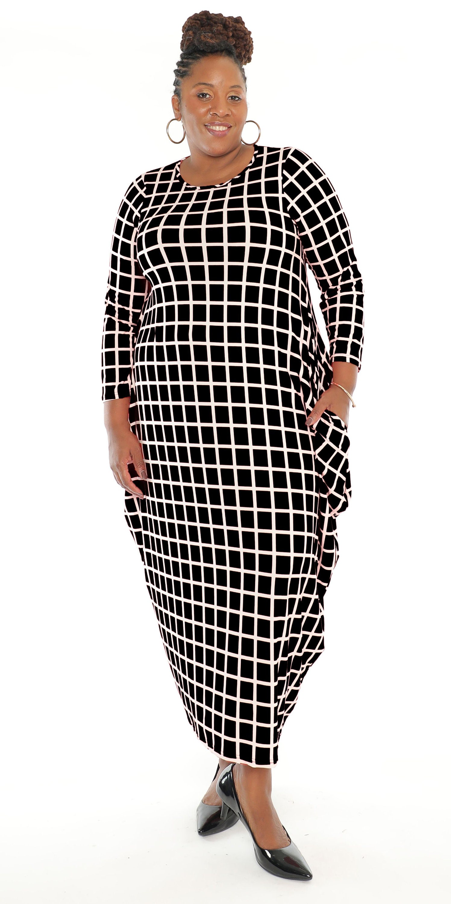 Women's Relaxed Fit Maxi Checkered Dress With Pockets | Etsy