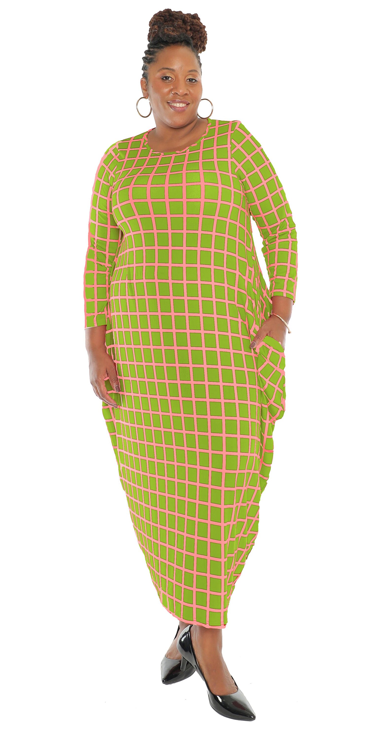 Women's Relaxed Fit Maxi Checkered Dress With Pockets | Etsy