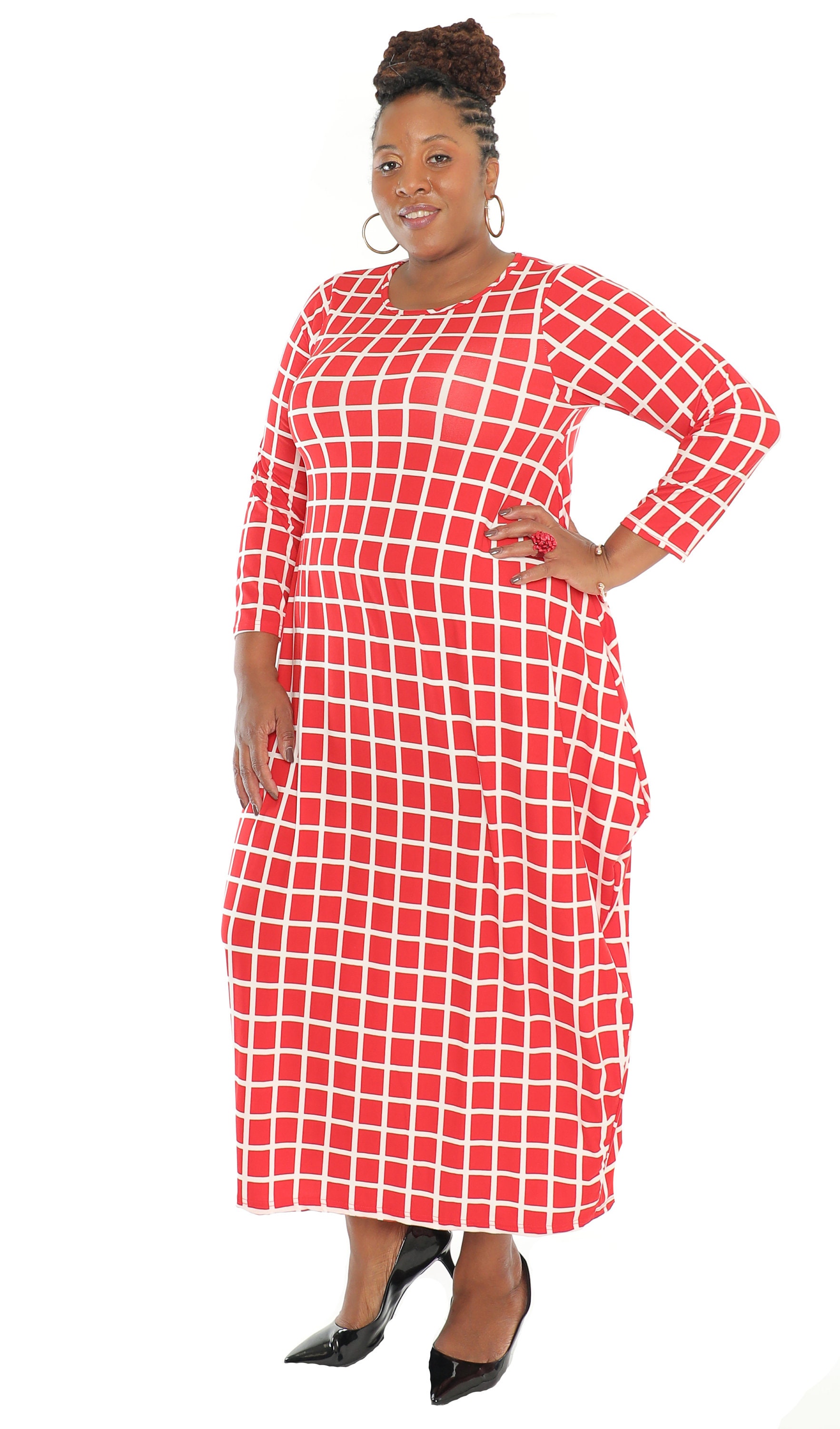 Women's Relaxed Fit Maxi Checkered Dress With Pockets | Etsy