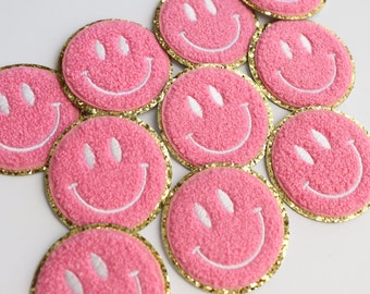 Smiley Face Glitter Varsity Patch - Chenille Patch - Chenille Letter ...