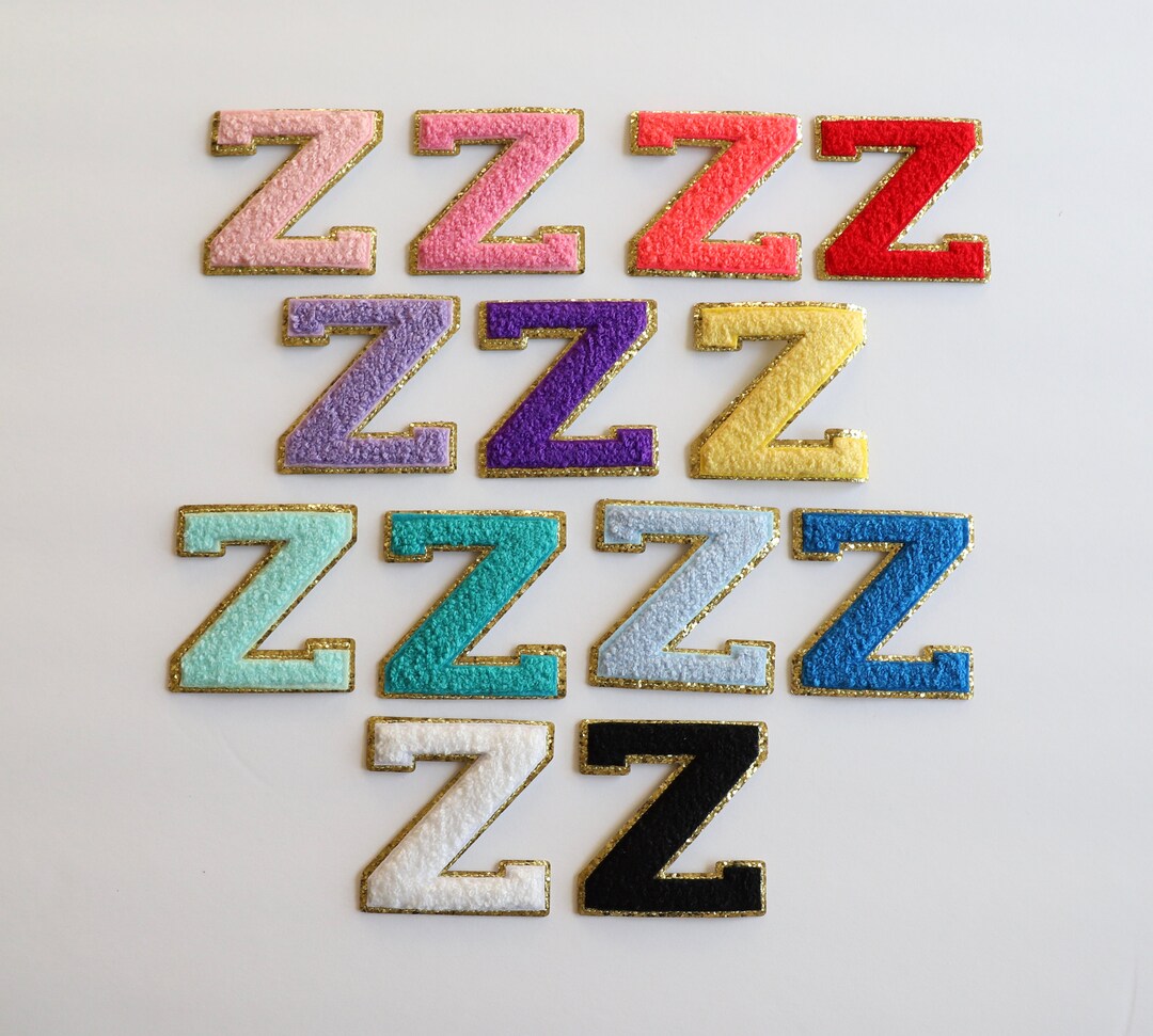 Stick on Z Gold Varsity Letter Chenille Sticker Patches, Glitter ...