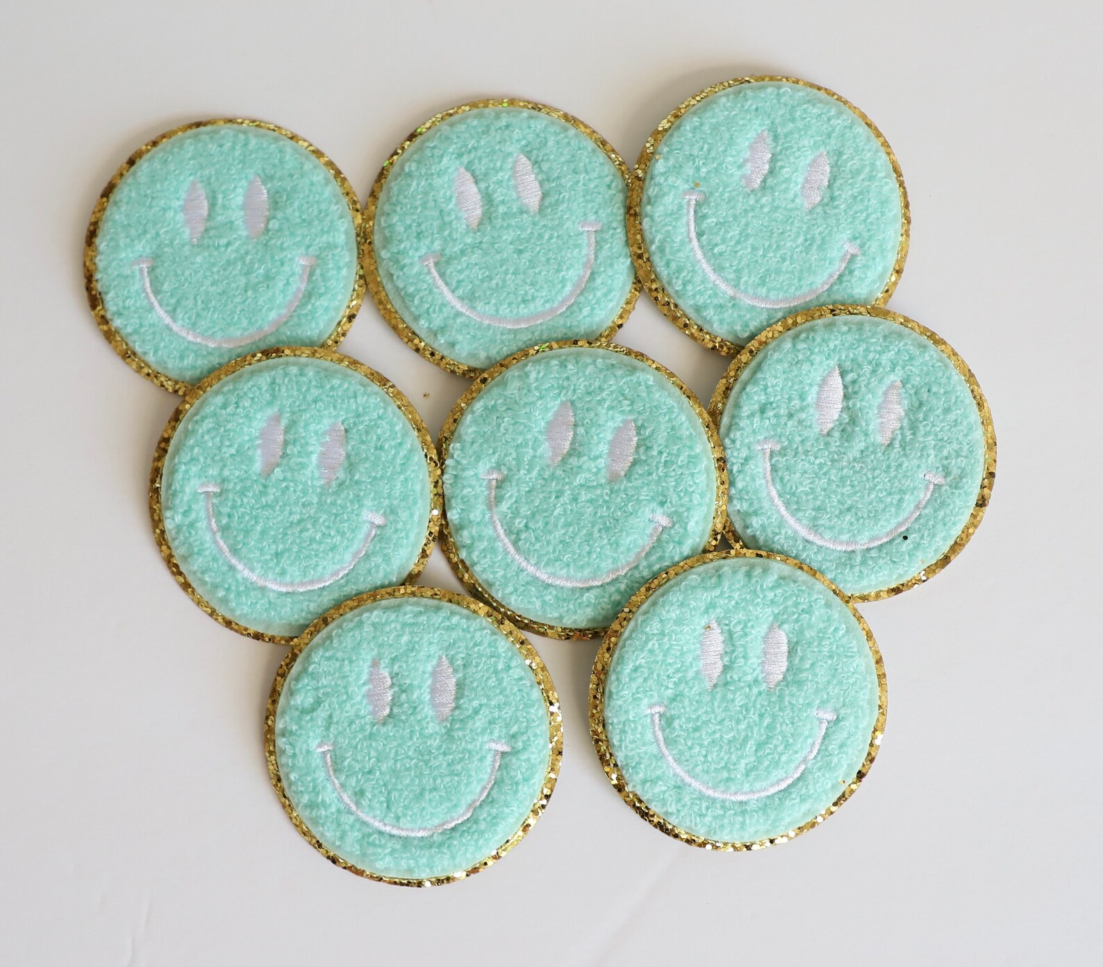 Smiley Face Glitter Varsity Patch - Chenille Patch - Chenille Letter ...