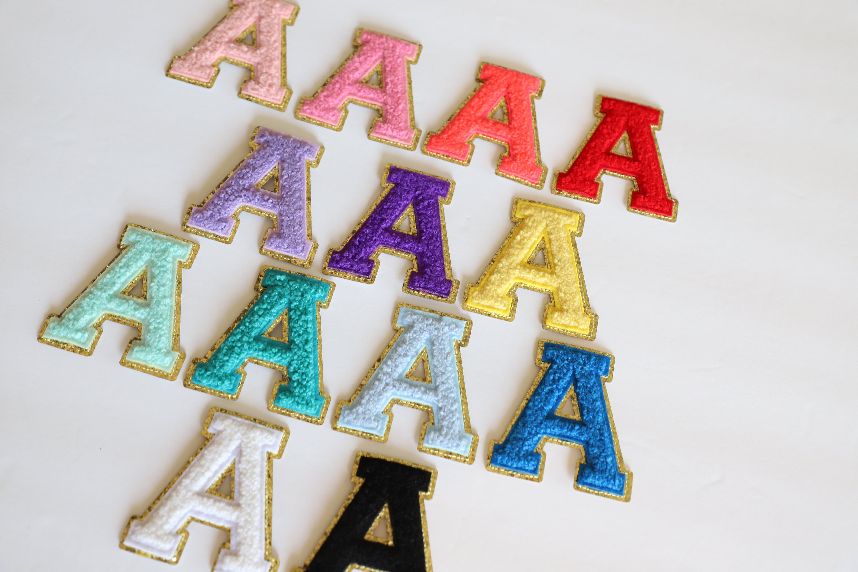 Stick on Gold Varsity Letter Chenille Sticker Patches Glitter - Etsy