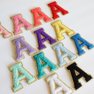 Stick on Gold Varsity Letter Chenille Sticker Patches, Glitter Varsity ...