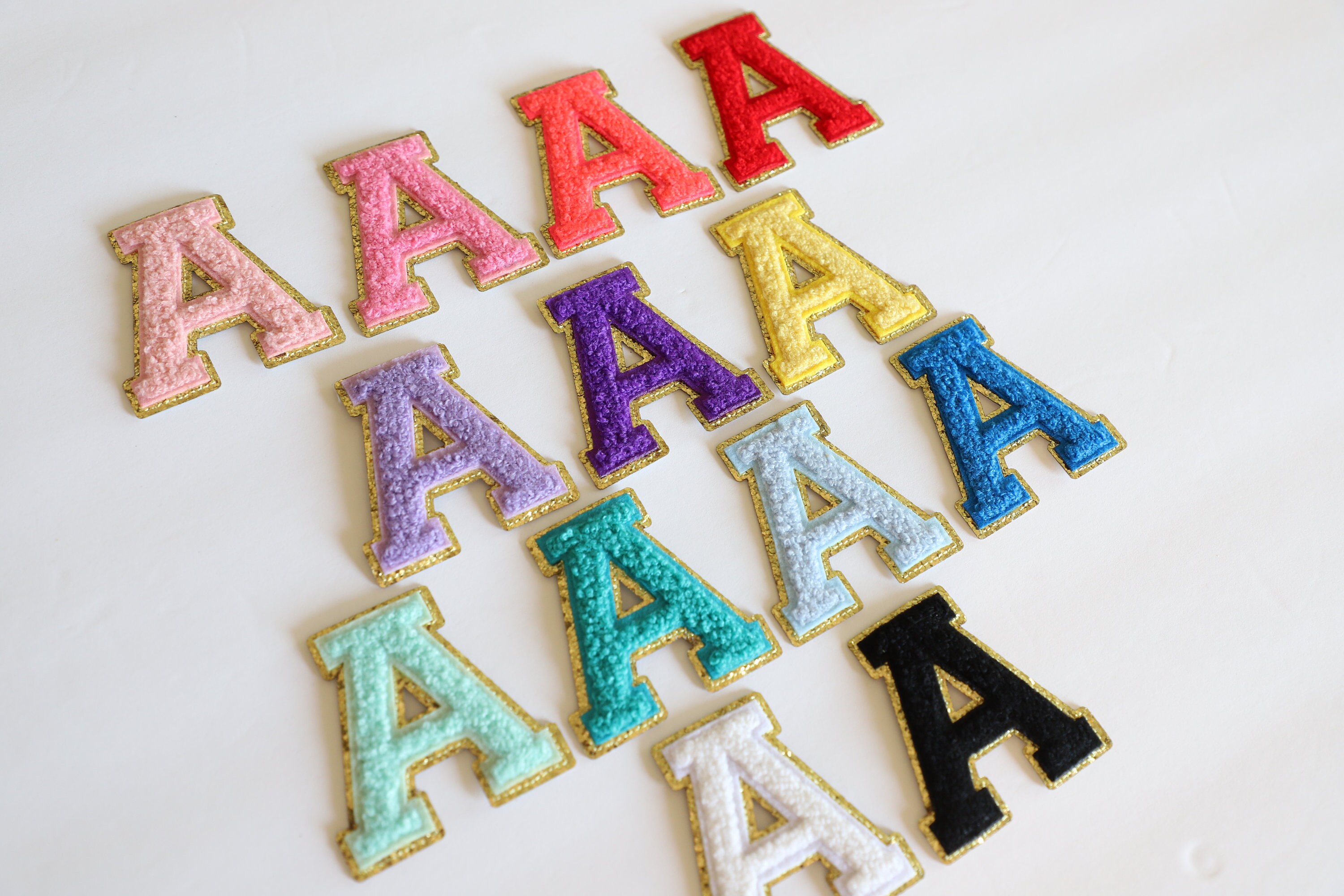 Stick on Gold Varsity Letter Chenille Sticker Patches Glitter - Etsy