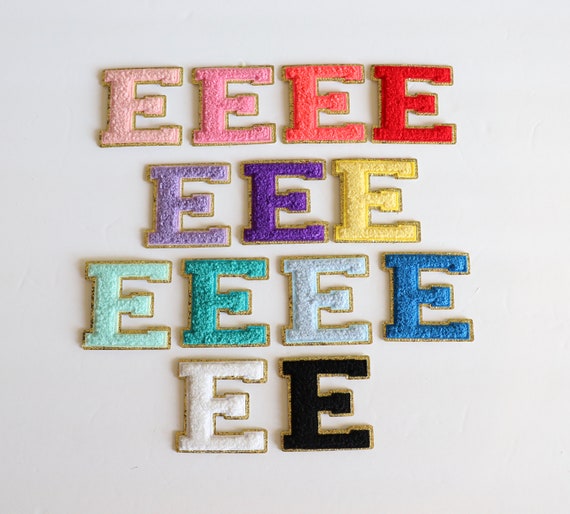 Stick on E Gold Varsity Letter Chenille Sticker Patches | Etsy