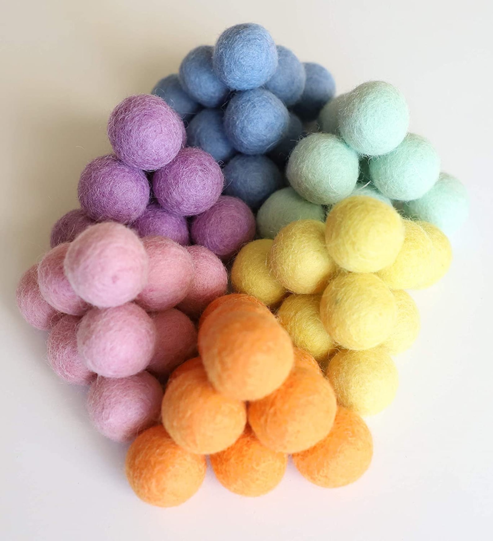 Pastel Felt Balls - Pastel Rainbow Felt Pom Poms - Rainbow Felt Ball ...