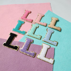 White and Gold Varsity Letter Chenille - Purple and Gold Glitter Patch ...