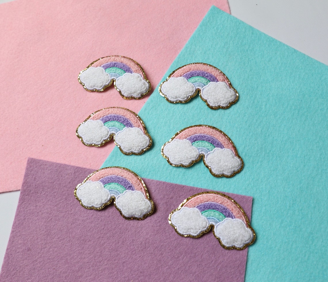 Rainbow Glitter Varsity Patch Chenille Patch Chenille - Etsy UK