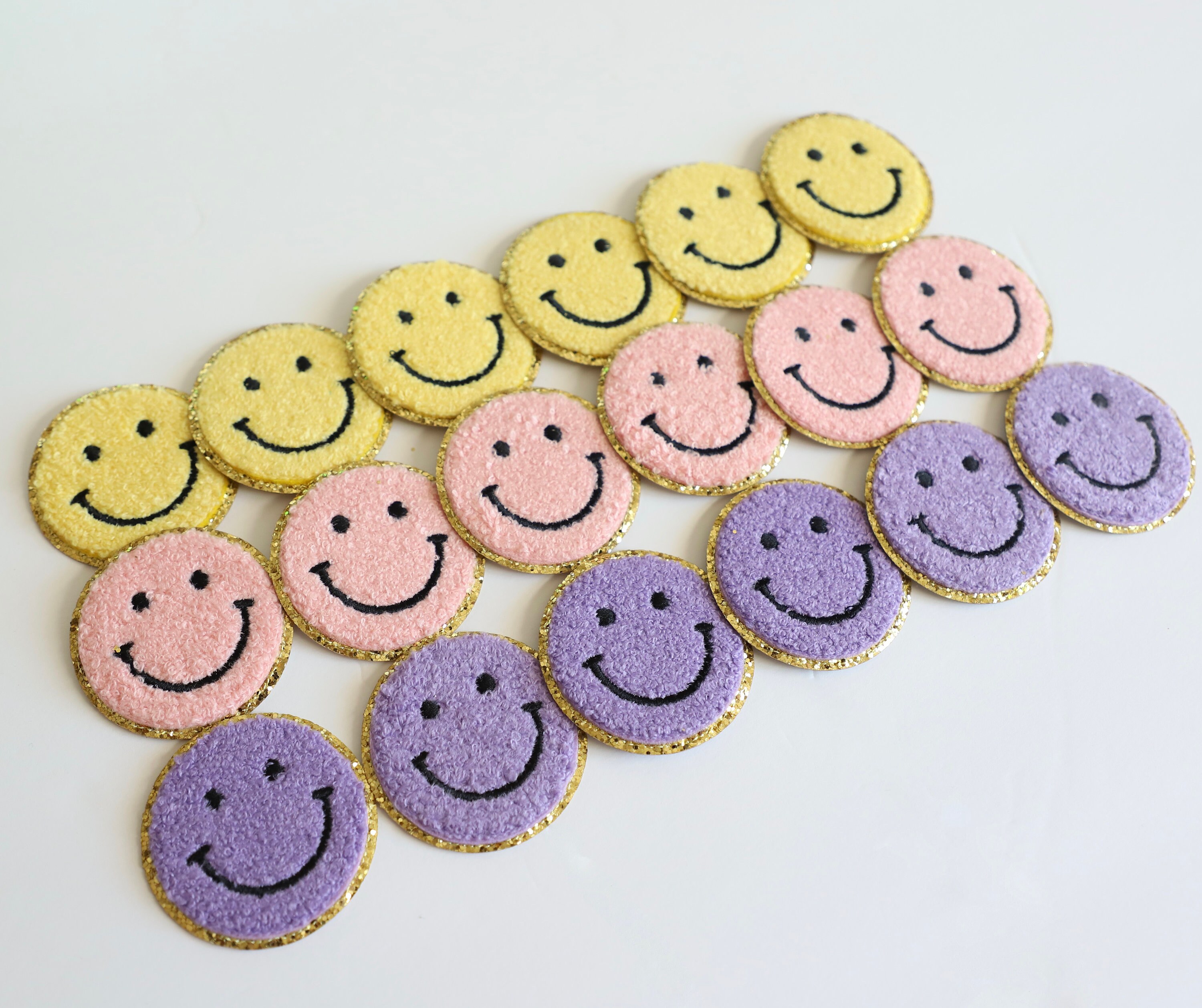 Smiley Face Glitter Varsity Patch Chenille Patch Chenille - Etsy