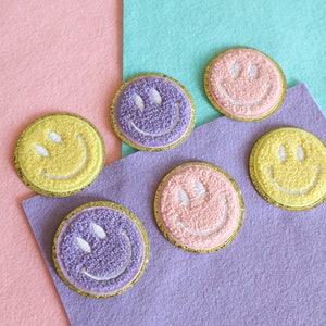 Smiley Face Glitter Varsity Patch - Chenille Patch - Chenille Letter ...
